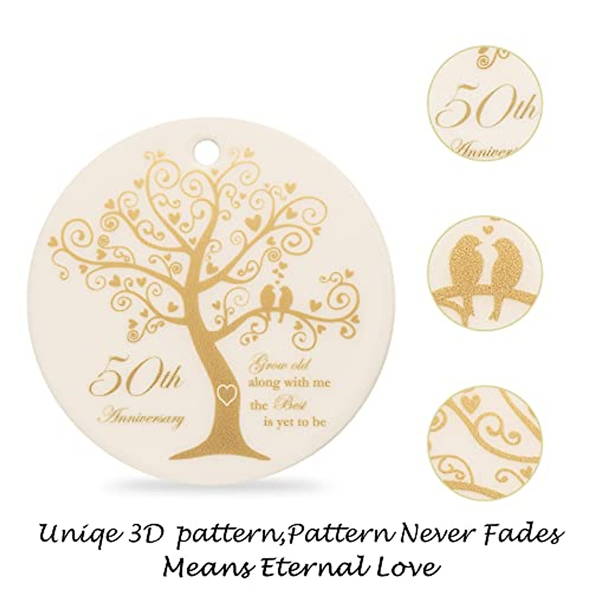 OWTTWO 50th Wedding Anniversary Ornament - 50th Anniversary Wedding Gift,Unique & Never Fade 50th Wedding Anniversary Decorations for Parents,Couple,Grandparents and Friends
