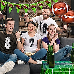 8 Pieces Football Theme Party Disposable Football Tablecloth Plastic Football Banner Football Foil Balloons Set, Football Party Balloons for Birthday Sport Football Themed Party Decoration Supplies