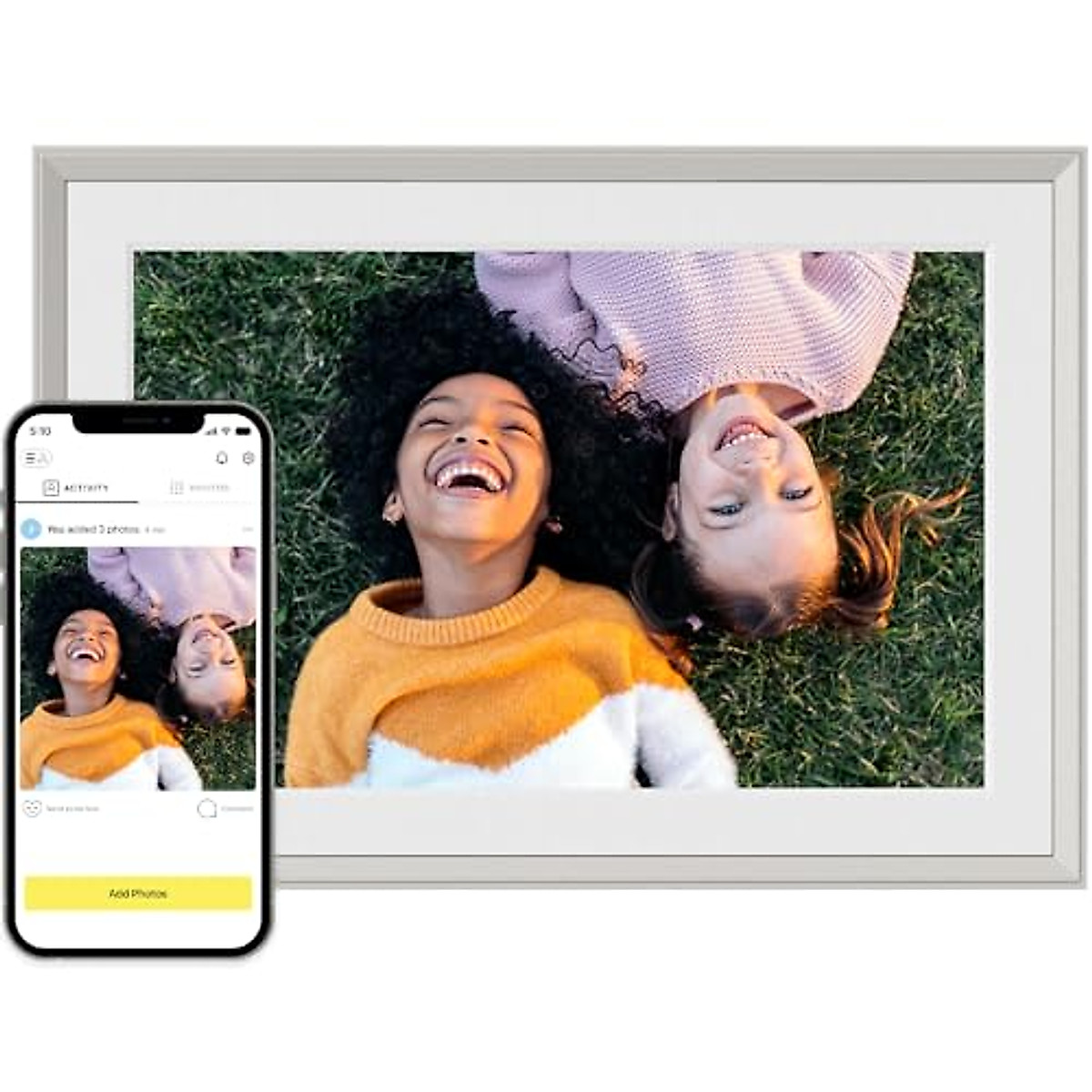 Aura Carver 10.1" WiFi Digital Picture Frame | The Best Digital Frame for Gifting | Send Photos from Your Phone | Quick, Easy Setup in Aura App | Free Unlimited Storage | (Clay with White Mat)