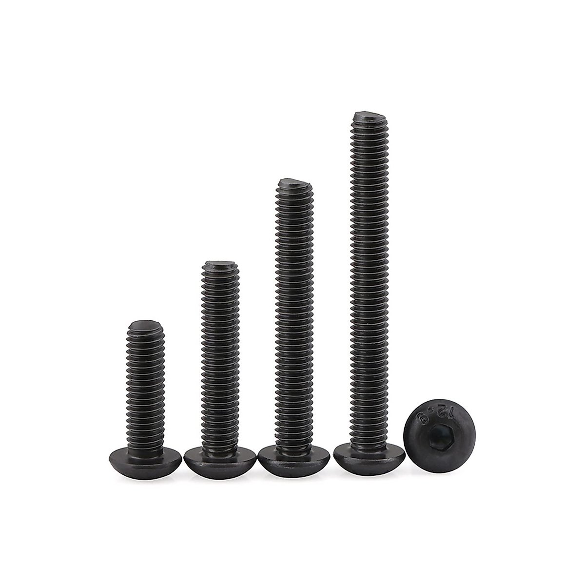 PENGFA Wshao store 50/40/20pcs M2 M2.5 M3 M4 M5 M6 M8 M10 12.9 High-Strength Bolts Round Head Hexagon Socket Screws Button Head Cap Screw 3-60mm (Dimensions : M2.5 x 12mm(50pcs))