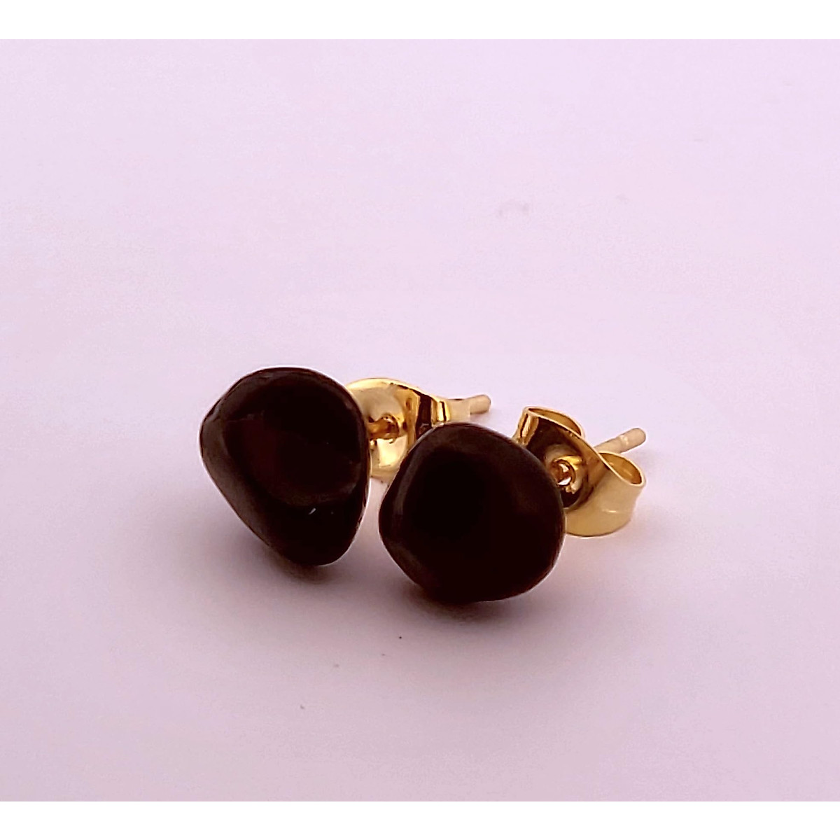 Natural Black Onyx Gold Stud Earrings NBOGSE4