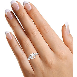 AFFY Sterling Silver Diamond Heart Ring (1/20 cttw, I-J Color, I3 Clarity)