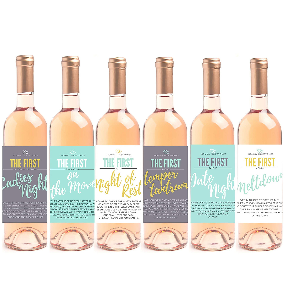 6 Mommy's First Milestone Wine Labels and Stickers, Great Baby Shower and Pregnancy Gift Ideas for Mom To Be, Funny Mom's First Moments After Having New Baby Girl or Boy – By Harper & Ivy Designs