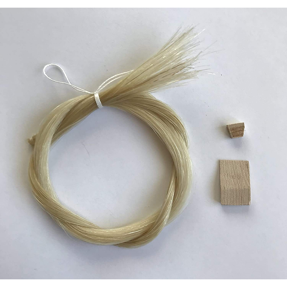 MI&VI Classic Mongolian Horse Hair for Violin, Viola Bows - Unbleached, White 29.5" (1 Hank, Prepared, Includes Plug and Wedge) (1 Hank)