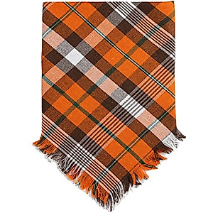 Fall Dog Bandana, Thanksgiving Dog Bandanas, Autumn Reversible Washable Plaid Triangle Bibs Scarf for Small Medium Large Pets Dogs Cats
