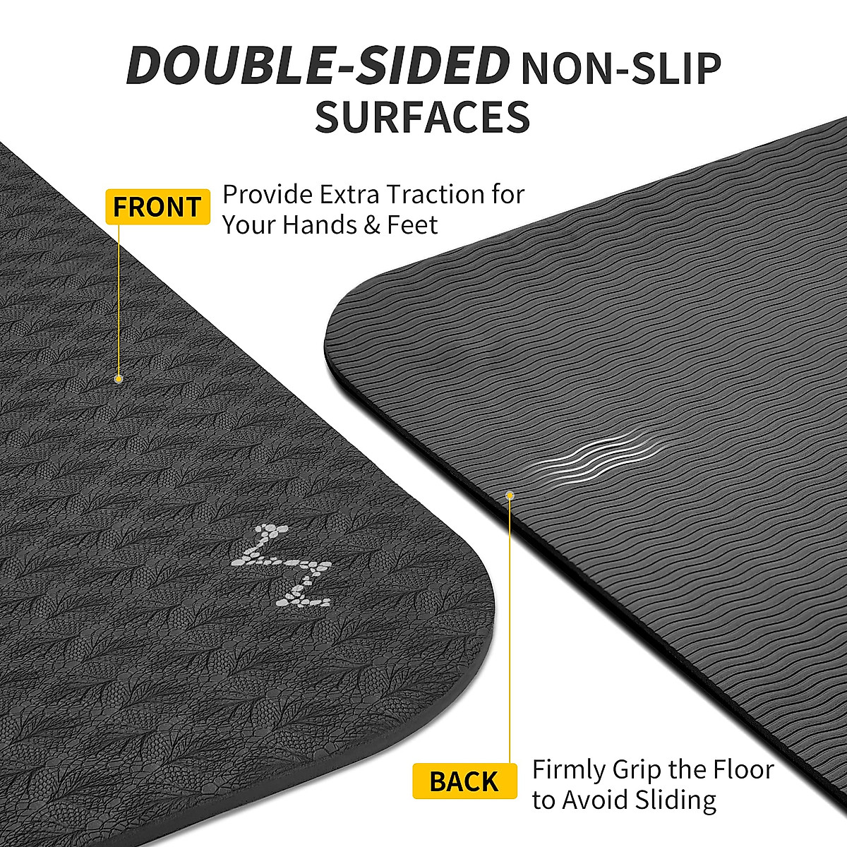 CAMBIVO Extra Wide Yoga Mat for Women and Men (72"x 32"x 1/4"), SGS Certified, Non-slip Large TPE Exercise Fitness Mat for Yoga, Pilates, Workout (6mm, Dark Black)