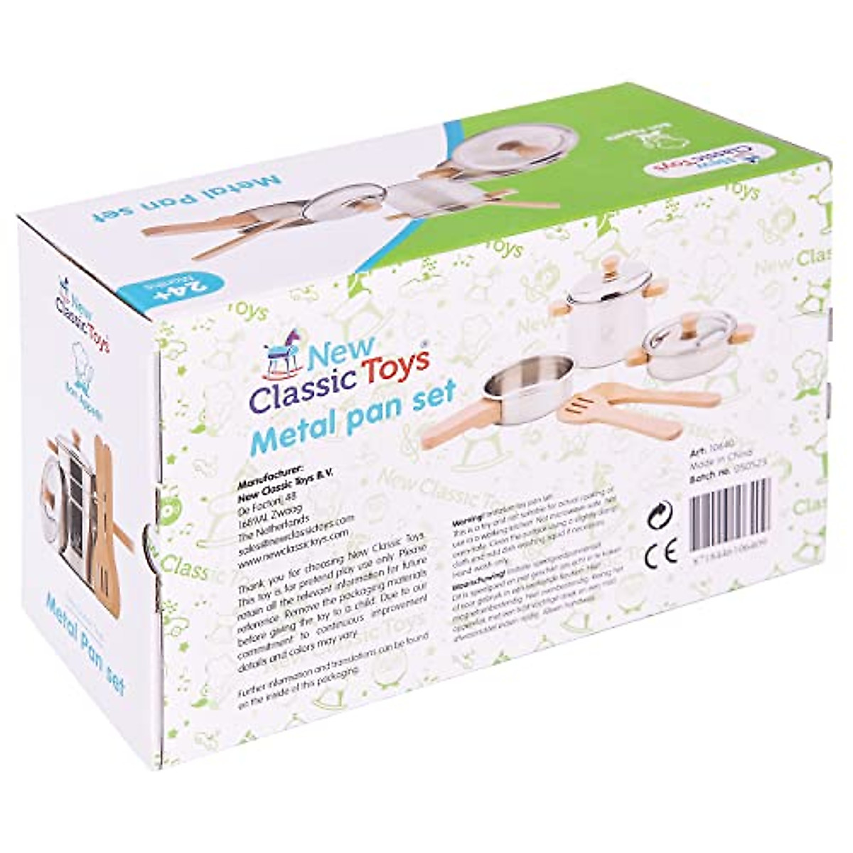 New Classic Toys Metal Pan Set - Pretend Play Toy for Kids Cooking Simulation Educational Toys and Color Perception Toy for Preschool Age Toddlers Boys Girls