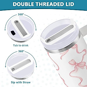 Jihqo Watercolor Bows 40 oz Stainless Steel Vacuum Insulated Tumbler with Handle and Straw Lid, Leakproof Water Bottle Double Wall Travel Mug Coffee Cup, Cupholder Friendly