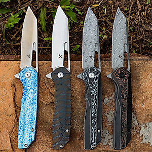 KANSEPT Shard Premium Pocket Folding Knives for Men EDC Pocket Knife 3.48'' Satin CPM-S35VN Material Excellent Folding Knife with Lightning Strike Anodized Titanium Handle EDC K1006A16