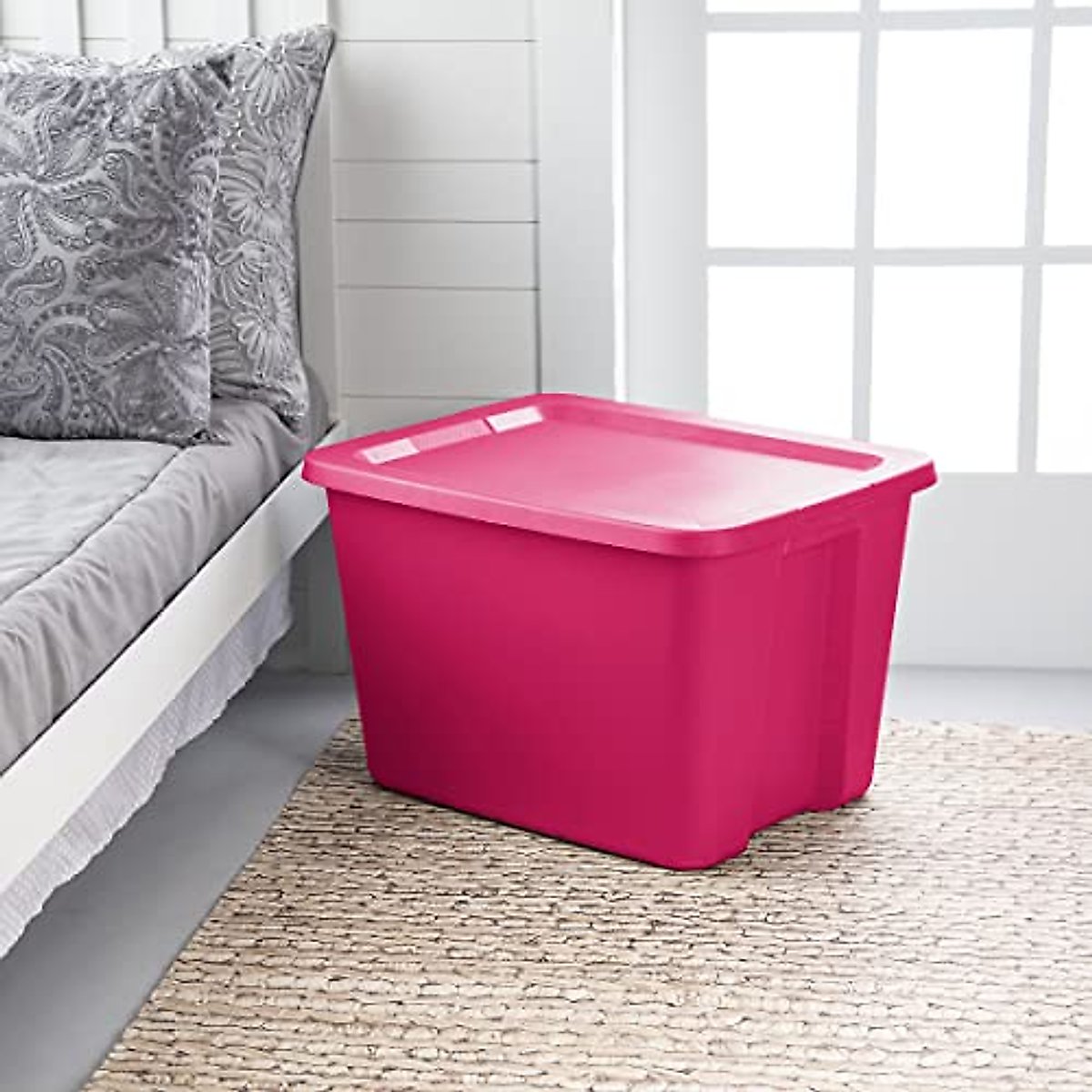 THINND 18 Gallon Storage Tote Box, Durable Stackable Storage Containers, Great for Garage Storage, Moving Boxes, and More, 8-Pack Gray
