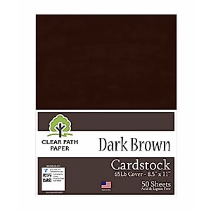 Dark Brown Cardstock - 8.5 x 11 inch - 65Lb Cover - 50 Sheets - Clear Path Paper