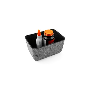 Three by Three Seattle Felt·Like·It! 6x4x2.5 Inch Felt Storage Bin for Office, Craft Room, Classroom, Living Room, Bedroom Storage, 3 Pack (Charcoal)