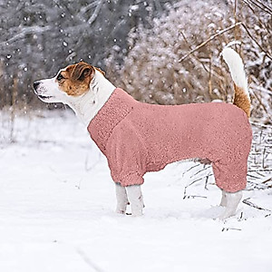 Fuzzy Dog Pajamas Turtleneck Dog Clothes Warm Soft Cozy Lightweight Dog Pjs Dog Sweaters for Small Dogs(Pink-XS)