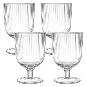 Navaris Snifter Glasses (Set of 4) - 10 oz Glass Snifters for Whiskey, Wine, Brandy, Drinks, Desserts - Decorative Fluted Glassware - Dishwasher-Safe