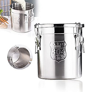 LINISHOP 304 Stainless Steel Airtight Canister Airtight Cereal Container Food Storage Container Metal Kitchen Rice Flour Milk Storage Bucket Silver New (12L)