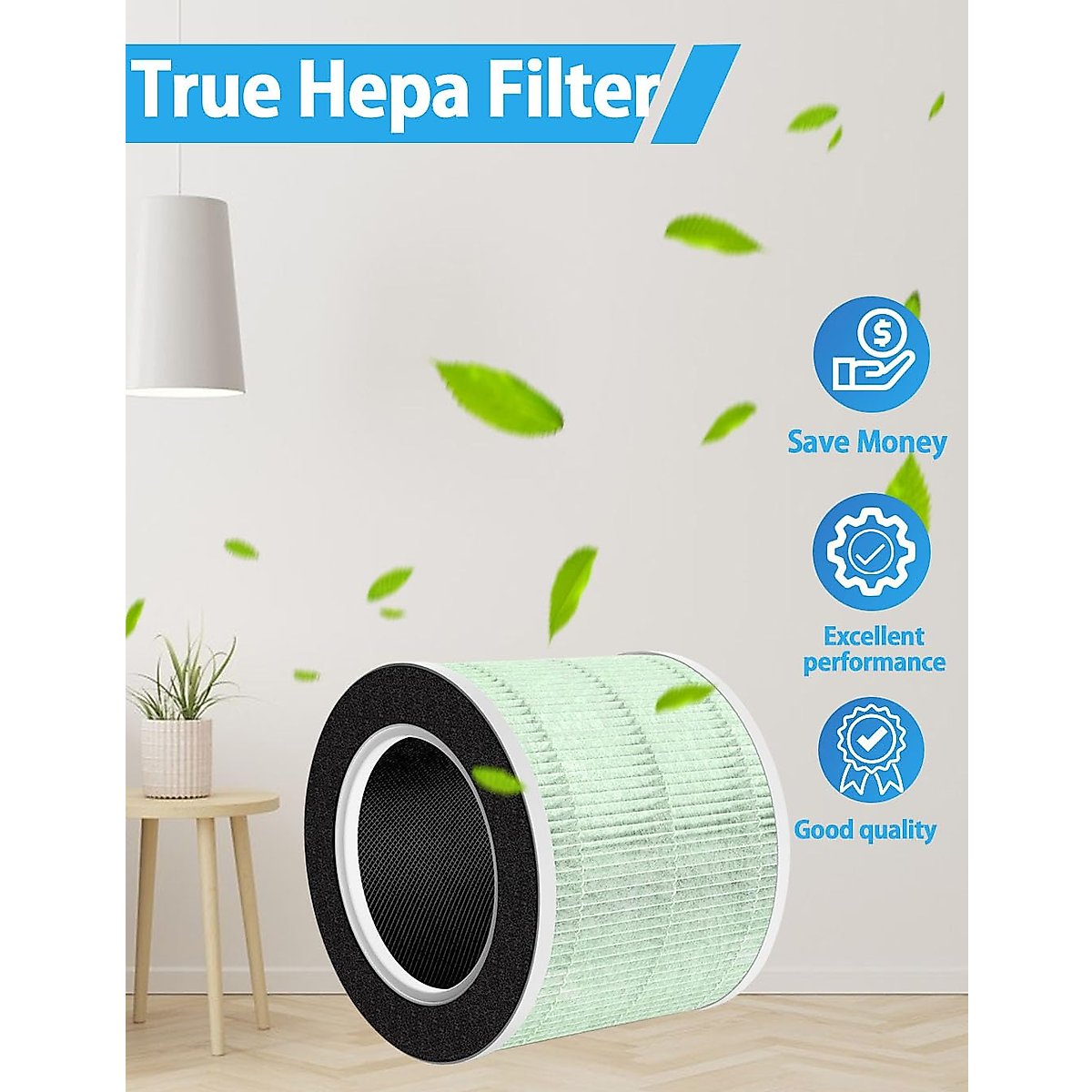 BBT BAMBOOST RP-AP088-F2/F1 Replacement Filter Compatible with Renpho RP-AP088 RP-AP088W RP-AP088B Air Purifier, 3-in-1 H13 True HEPA and High-Efficiency Activated Carbon Filter, 2 Pack