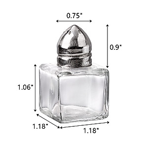 ZEAYEA Set of 24 Small Salt and Pepper Shakers, 0.5 oz Mini Glass Seasoning Jars with Funnel, Glass Cube Body Spice Shakers for Wedding, Party, Restaurant, Home Kitchen Supplies