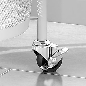 IKESOMUE Rack-Rotating Vegetable Rack Floor-Standing Rotating Basket Storage Shelf Stand Round Multi-Layer Kitchen Trolley 5 Tier Organizer with Wheels for Bathroom Living Room Bedroom (White) H1001