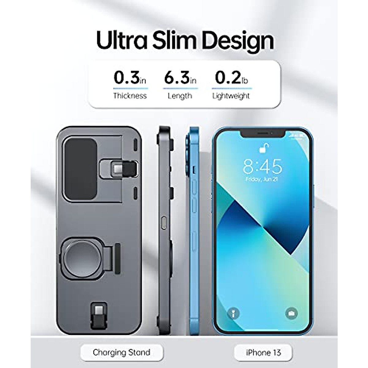 LERCIOR Apple Devices Portable Three-in-one Charging Station Apple Watch 7/6/SE/5/4/3/2/1 Charger Stand, iPhone AirPods Pro 3/2/1 Charging Base Foldable Charger-Gray