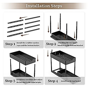 Under Sink Organizer, HYSEYY Sliding Out Under Cabinet Organizer, 2-Tier Under Sink Organizers and Storage, Height-adjustable Under Sink Storage