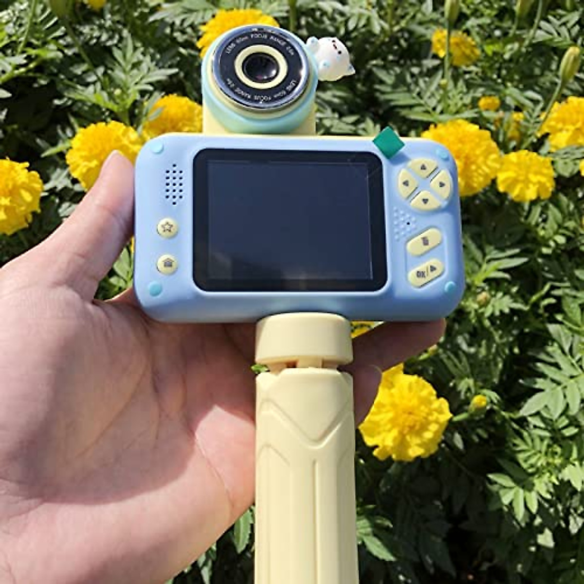 Jeanoko Kids Camera Dual Camera USB Charging Cartoon Kids Selfie Camera Inbuilt Puzzle Games with USB Cable Bracket User Manual for Home Outdoor Use