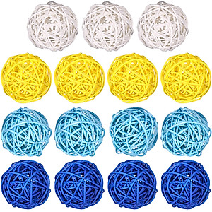 15 Pieces 1.8 Inch Wicker Rattan Balls Natural Rattan Ball Decorative Wicker Balls Sphere Orbs Vase Fillers Balls for Dating Table Banquet Decoration Christmas Wedding Home Garden Hanging Decoration