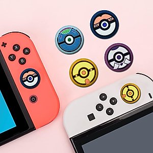 PERFECTSIGHT Switch Thumb Grips Caps, Cute Joystick Cap for Nintendo Switch/Switch Lite/Switch OLED, 4 Pcs Thumbstick Analog Stick Button Cover for NS Joycon Controller Accessories, 4 Color Ball C