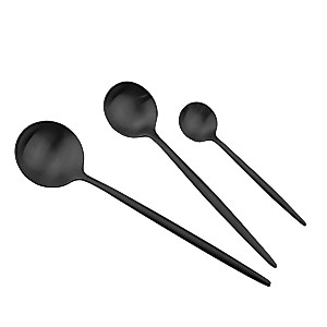 JASHII Luxury Black Flatware, Silverware Sets, 24-pieces Elegant Cute 18/10 Stainless Steel Silverware Set for Eating Home Kitchen Hotel Restaurant, Service Sets for 4 People, Dishwasher Safe