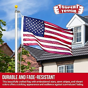 3ft x 5ft Super Tough Sewn Heavy Duty Polyester - Embroidered Stars - American Flag