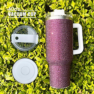 Cupcupmore 40oz Grape Purple Bling Rhinestone Stainless Steel Sippy Tumbler Glitter Vacuum Insulated Water Bottle with Straw & Lid &Handle,Thermos for Hot & Cold Drinks,Car Cup Holder,Coffee