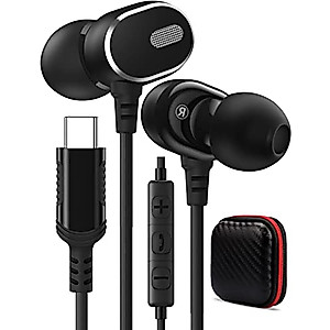 ACAGET USB C Headphones for Galaxy S23 Ultra S22 Plus Type C Earphones Noise Cancelling Wired Headphone Digital DAC HiFi Stereo in Ear Earbuds for Samsung A53 S21 S20 FE Pixel 7 Pro 6A iPad Pro Black