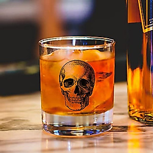 AGMdesign Skeleton Skull Whiskey Glass, Halloween Whiskey Glass, Fathers Day Gift for Men, Husband, Dad, Brother, Best Friend