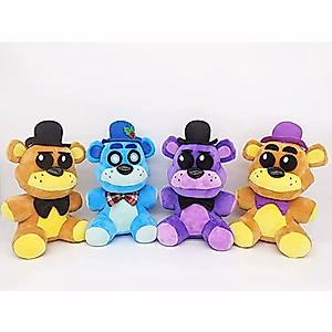 DOGIACO Golden Freddy Purple Hat 7'' Stuffed Animal with Keychain (in Stock US) Toy Golden Fazbear Plushie Soft/Fazbear Collectible Figure/F-N-A-F Nightmare/Freddy Plush Toys