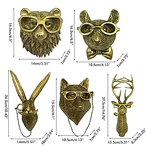 Fdit Head Wall Decor, Wall Art Decor Deer Head Wall Hanging, Home Decor Waterproof Bronzed Resin Animal Hanging Sculpture Sunscreen Animal Head Wall Hanging Ornaments (Rabbit)