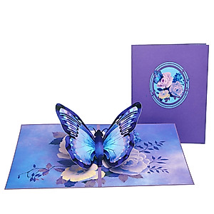 Ribbli Butterfly Birthday Card - 3D Greeting Pop Up Card,Morpho Butterfly Card,Anniversary,Retirement,Thinking Of You,Get Well,Butterfly Gifts For Her,Women,Wife,Daughter,Girl,Mom,Girlfriend