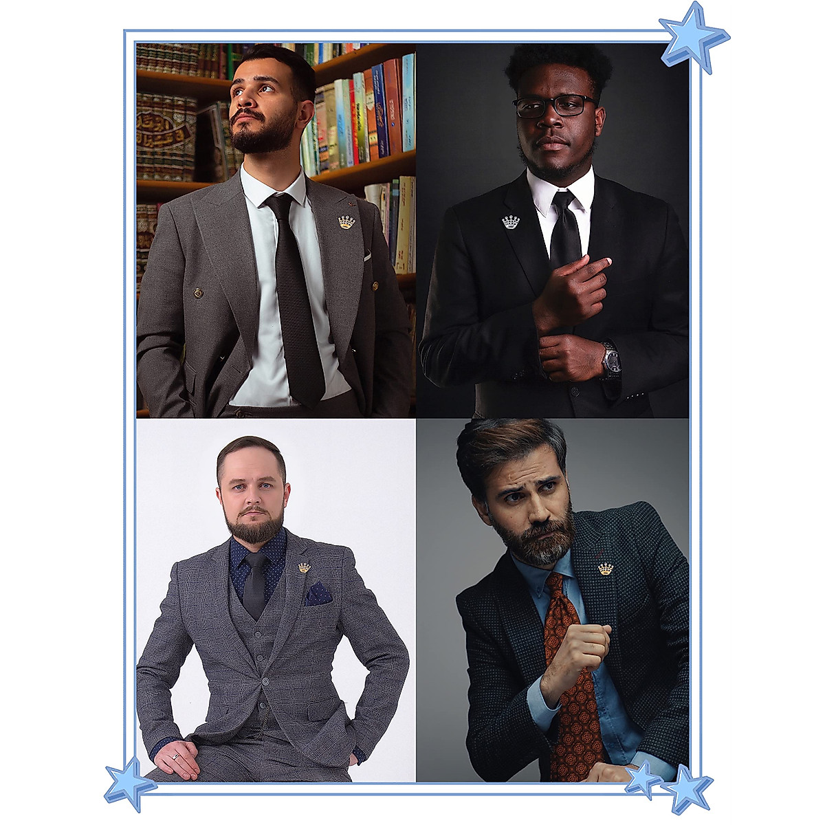 lot 48pcs small crown brooches pins for women men fashion gold silver rhinestone crown brooches pin (48PCS-Gold)