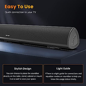 100Watt 40 Inch Soundbar, BESTISAN Sound Bar Wireless and Wired Audio Bluetooth 5.0 TV Speakers with HDMI-ARC Function (2023 Beef UP Version, DSP Audio, Bass Adjustable, Wall Mountable)