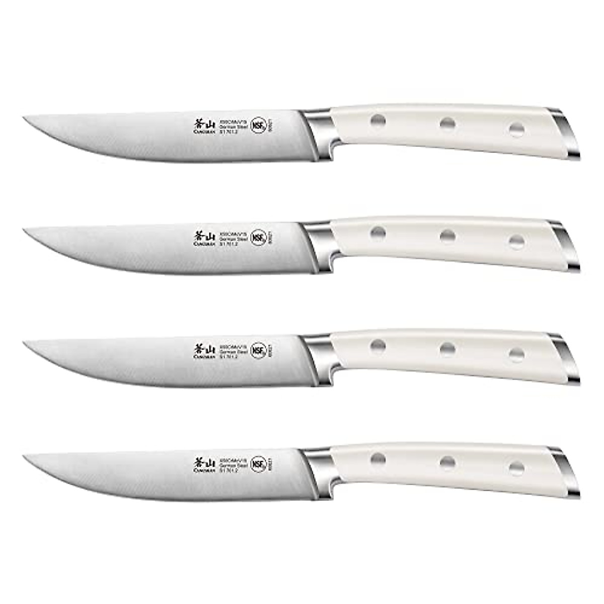 Cangshan S1 Series 1020366 German Steel Forged 4-Piece Steak Knife Set, 5-Inch Straight-Edge Blade