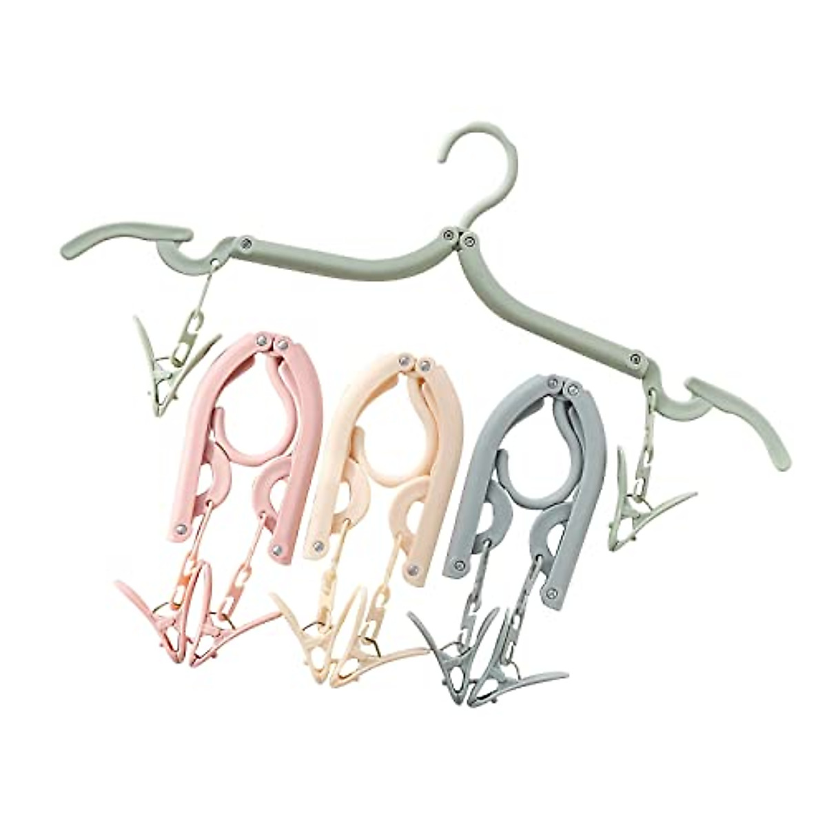 WisePoint 4 Pcs Folding Coat Hangers, Portable Plastic Hangers Clothes Hanger Clothes Foldable Hanger with 8 Clips and Anti-Slip Groove Suitable for Home Outdoor Travel Camping Hiking (Colorful)
