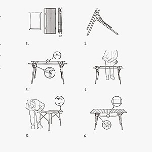 SUNESA Portable Picnic Table Folding Camping Table with Storage Bag Height Adjustable Portable Foldable Aluminum Picnic Table Roll Up Table Top Dining Table Foldable Camping Table