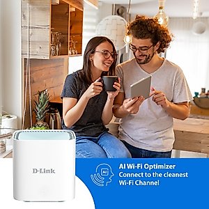 D-Link M15/2 Eagle Pro AI Mesh WiFi 6 Router System (2-Pack) AX1500 - Multi-Pack for Smart Wireless Internet Network, Voice Control