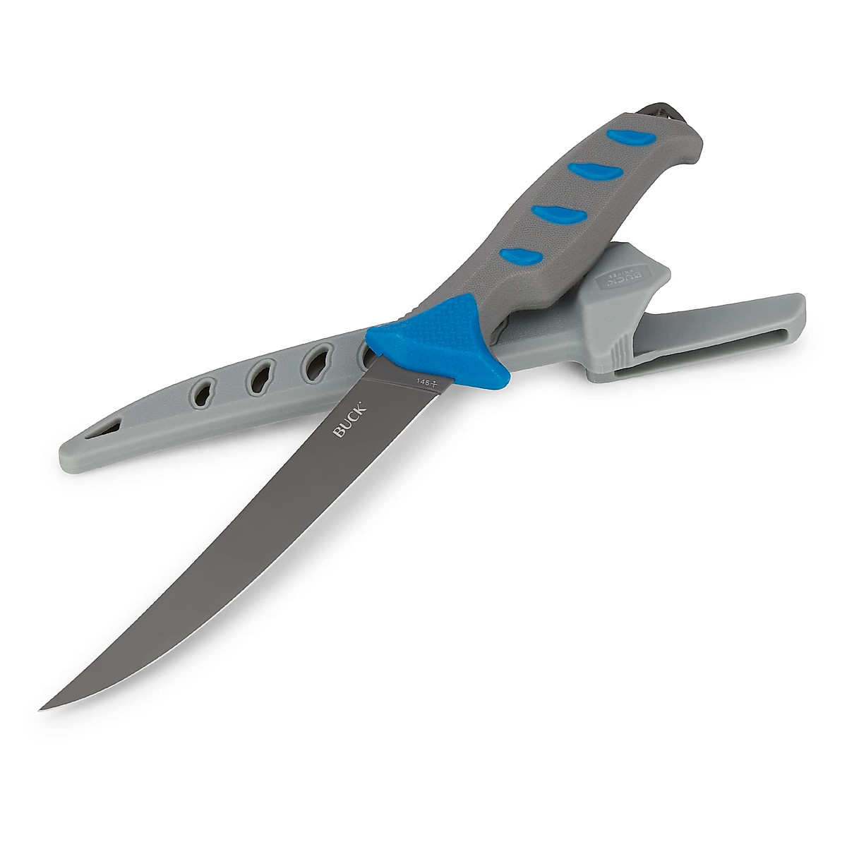 Buck Knives 145 Hookset Saltwater Fishing Fillet Knife with Titanium-Coated Steel Blade for Superior Corrosion Resistance, 6" Fixed Blade