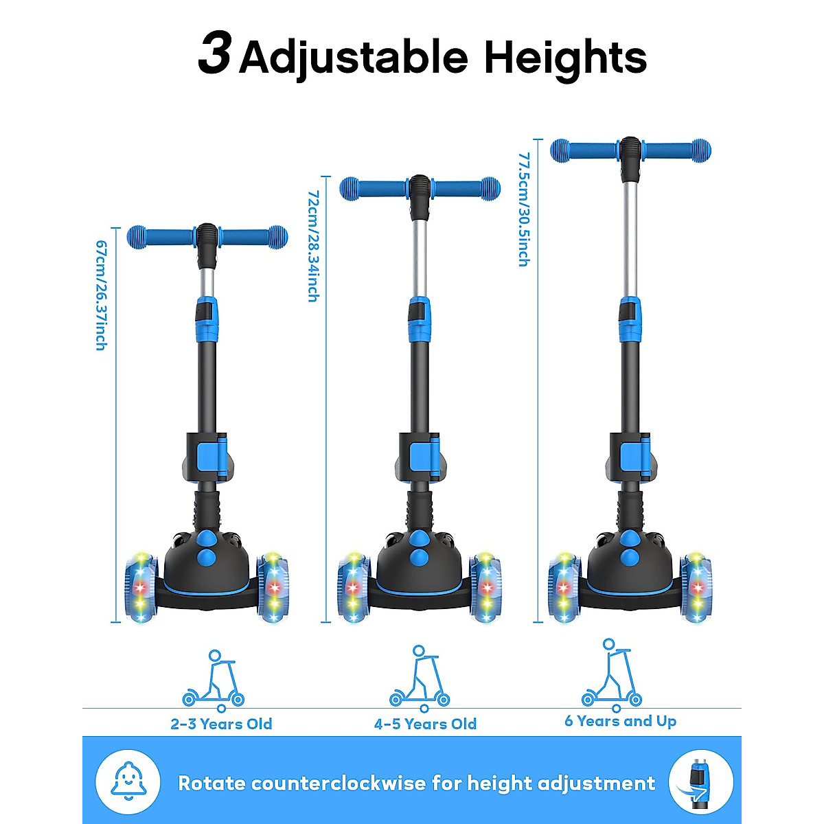 RideVOLO K02 Foldable Kick Scooter for 2-6 Years Old Kids, 2-in-1 with Removable Seat, 3 Adjustable Heights, Flashing Wheels and Wide Deck, Max Load 110lbs, Outdoor Activities, Gift for Boy/Girl Black