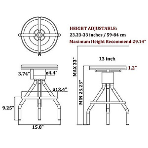 LOKKHAN 3-Piece Bar Table (38.6"-48.4") & 2 Backless Stools (24"-30") Set for Pub Kitchen Dining Living Party Bistro Breakfast, Swivel Top, Height Adjustable, Most Weld, Space-Saving