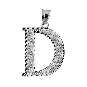Claddagh Gold 925 Sterling Silver Initial Letter D Charm Pendant, 1"