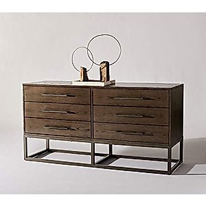 Safavieh Couture Collection Estelle Dark Walnut 6-Drawer Dresser, Ash Brown/Gunmetal