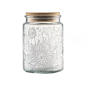 ANSQU Vintage Glass Jar Canister Airtight Storage Jar Container with Bamboo Wooden Lid for Kitchen Counter, Pantry, Coffee, Tea, Sugar, 23.7 FL oz
