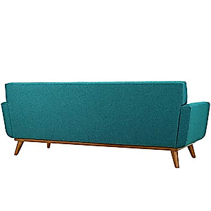 Modway Engage Mid-Century Modern Upholstered Fabric Sofa in Teal