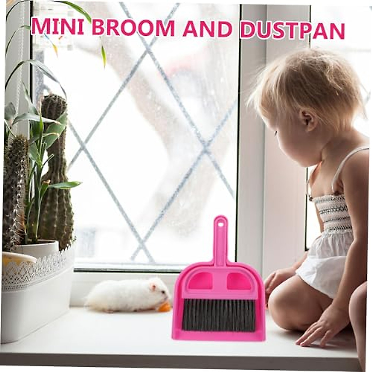 Cabilock 1 Set Pet Cleaning Tool Push Broom Dog Wipes Portable Cleaning Brush Toys Spray Squeegee Mini Cleaning Broom and Dustpan Mini Broom Pet Nest Broom Lint Remover Starter Plastic Rosy