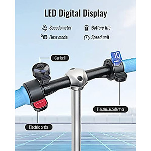 Gyroor Kids Electric Scooter, with 200W Motor & LED Visible Display, Colorful Lights, Adjustable Speed and Height, 10 Mph & 10 Miles Range Electric Scooter, Electric Scooter for Kids Ages 8-12, Blue